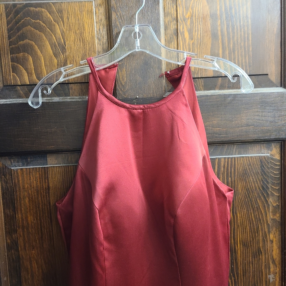 Dark Red Halter Top, Formal Prom Dress. Size 4. Pocke… - Gem